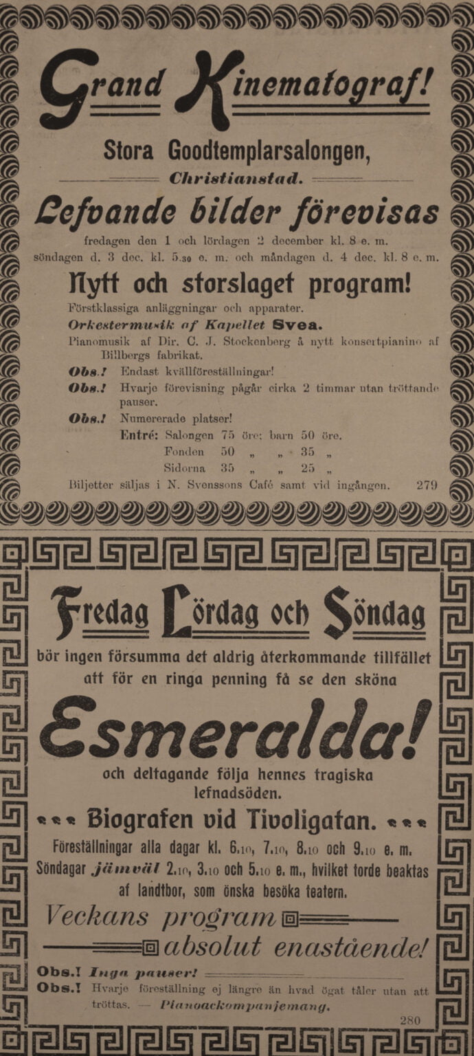 Kristianstads Biograf-Teater och "Svenska Bio" i årtal - Regionmuseet Skåne